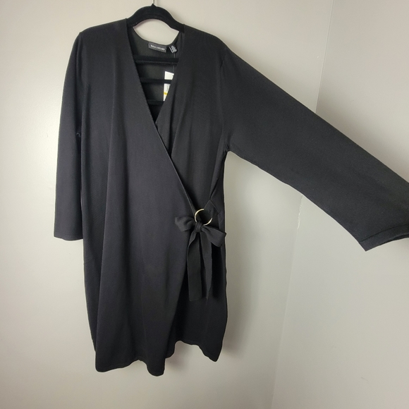 Nina Leonard | Dresses | Nina Leonard Womens Wrap Black Knit Dress Long ...